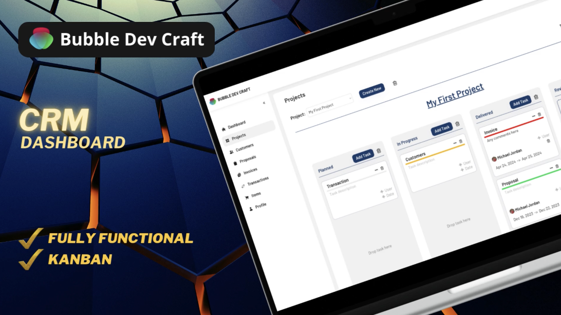 CRM With Kanban PRO Template | Bubble